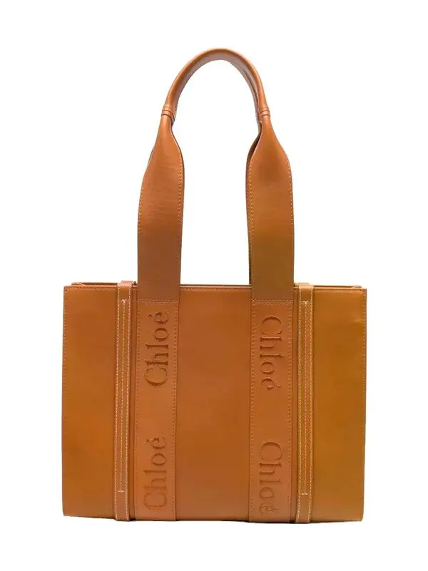 Chloé Medium Woody Leather Tote Bag - Brown