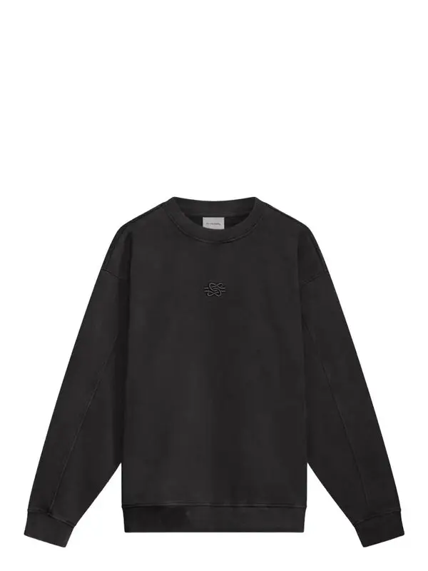 Filling Pieces Logo Embroidered Crew Neck Sweater - Black