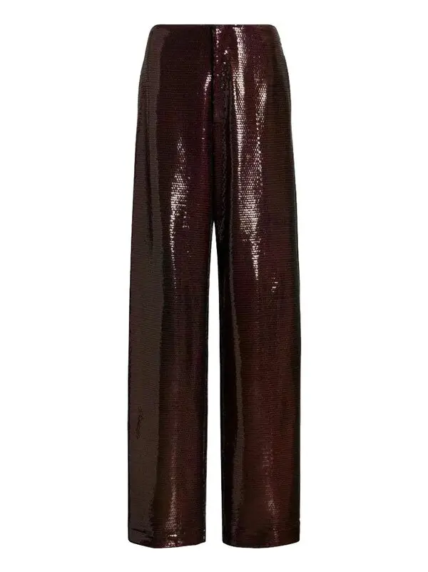 Alberta Ferretti Sequin-embellished Wide Leg Trousers - Brown