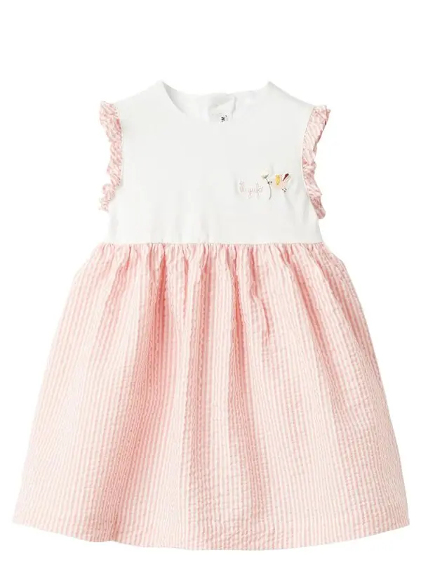 IL GUFO Sleeveless Ruffled Dress With Graphic Detail - Pink