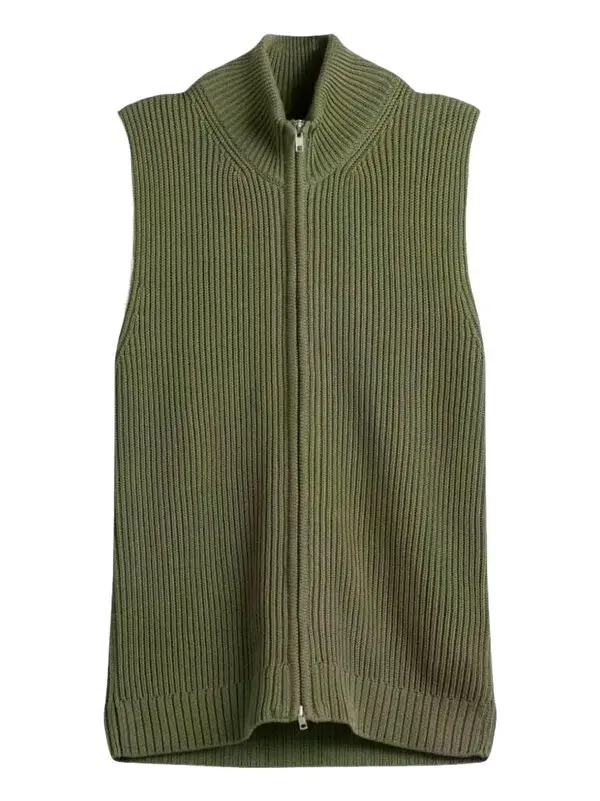 MAISON MARGIELA Khaki Ribbed Knit Zip-up Cardigan - Green