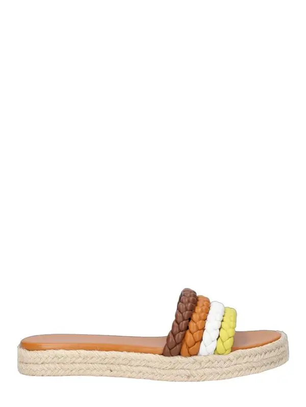 GIANVITO ROSSI Braided Strap Slides With Espadrille Sole - Nude