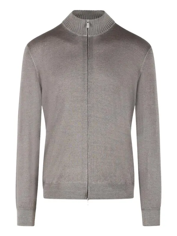 GRAN SASSO Virgin Wool Zip-up Sweater - Brown