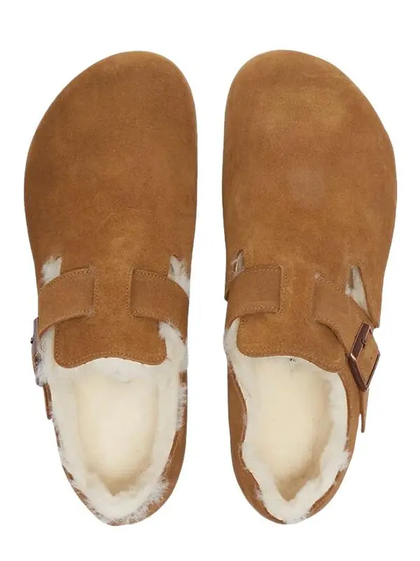 BIRKENSTOCK London Shearling-trimmed Slippers - Brown