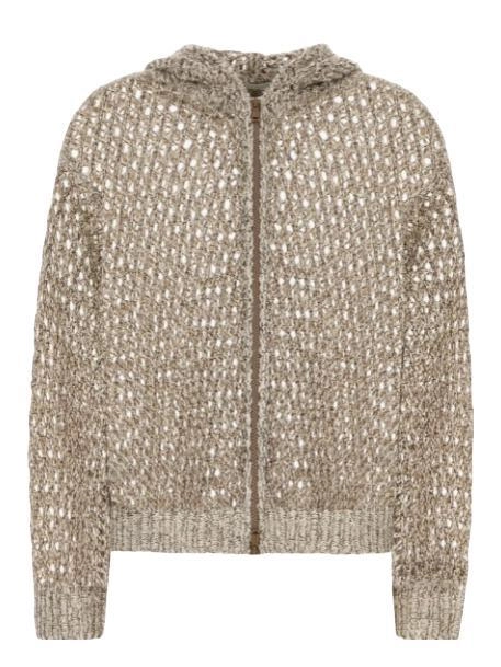 Brunello Cucinelli Open-knit Zip Hooded Sweater - Multi-color