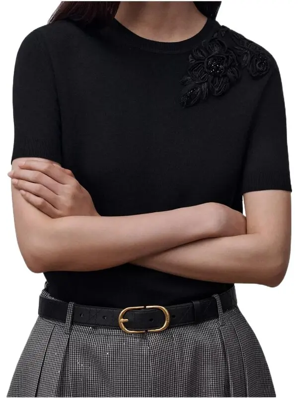 Dior Short-sleeved Embroidered Sweater - Black
