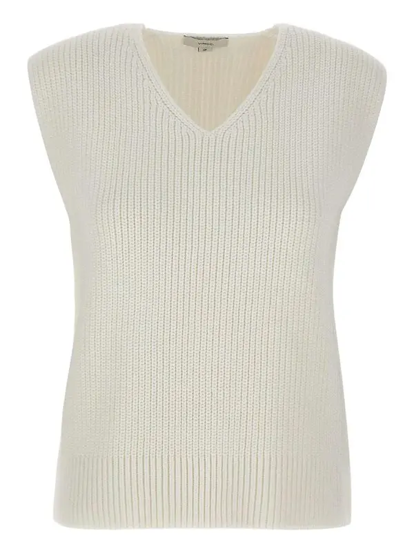 Vince Sleeveless V-neck Knitted Vest - White