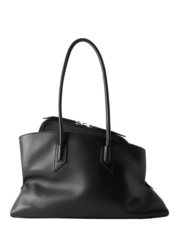 Attico Medium Asymmetric Leather Tote - Black