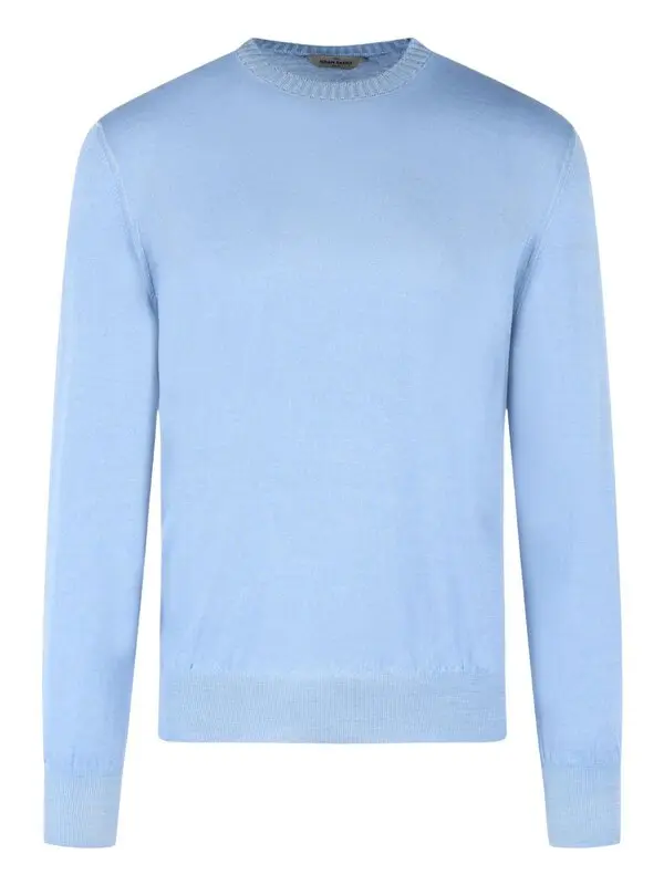 GRAN SASSO Ribbed Crew Neck Sweater - Lightblue