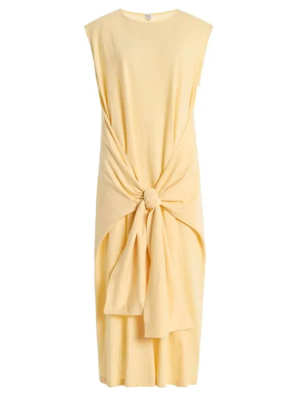 TOTEME Tie-detailed Jersey Midi Dress - Yellow