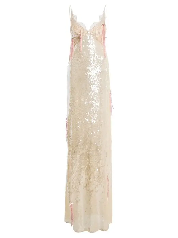 WIEDERHOEFT Exclusive Paillette Maxi Dress - Silver