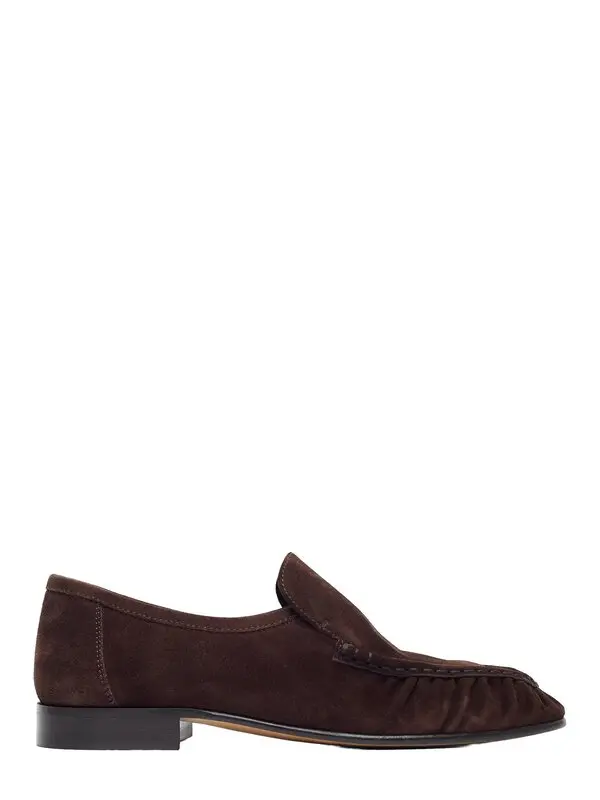 THE ROW Soft Moccasin Two Suede Flats - Brown