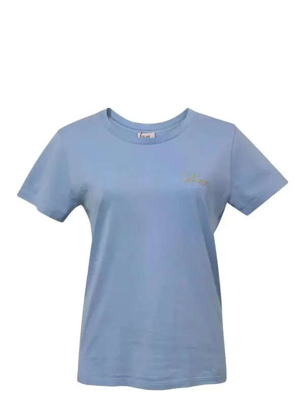 Celine Embroidered Logo T-shirt - Blue
