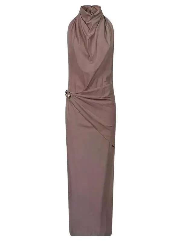 HAMOULET Olimpia Draped Halterneck Dress - Brown