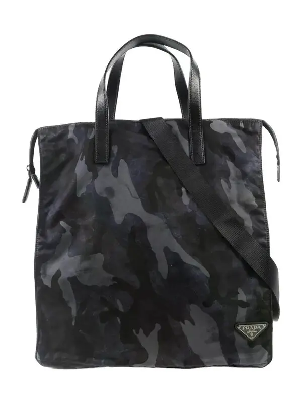 Prada Camouflage Print Tote Bag - Black