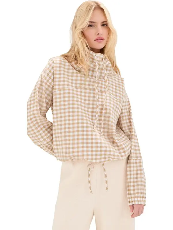 LE BOP Carson Anorak With Gingham Check Pattern - Khaki Check