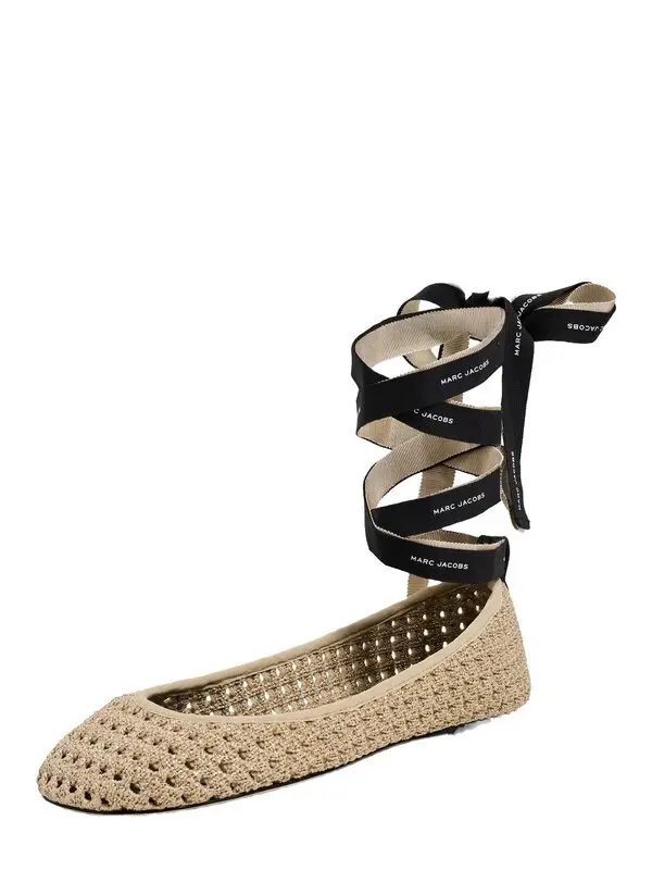 Marc Jacobs Logo Ribbon Ballerina Flats - Champagne