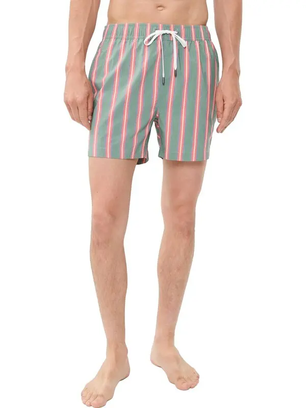 Onia Charles Striped Swim Trunks - Resort Stripe Green Multi
