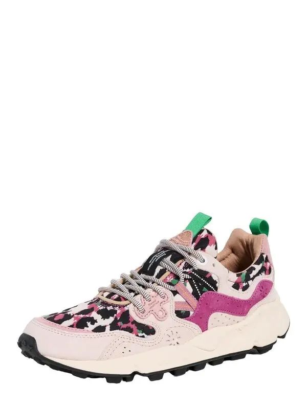 FLOWER MOUNTAIN Yamano 3 Leopard Print Lace-up Sneakers - Camo Pink/fuchsia