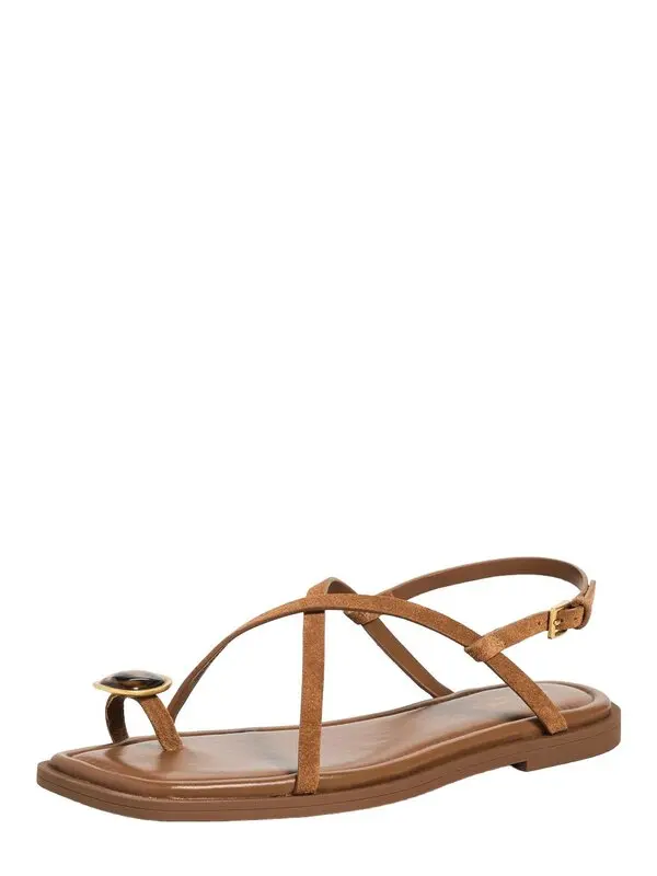 Rag & Bone Remi Flat Sandals With Gold-tone Beaded Accent - Umbsd