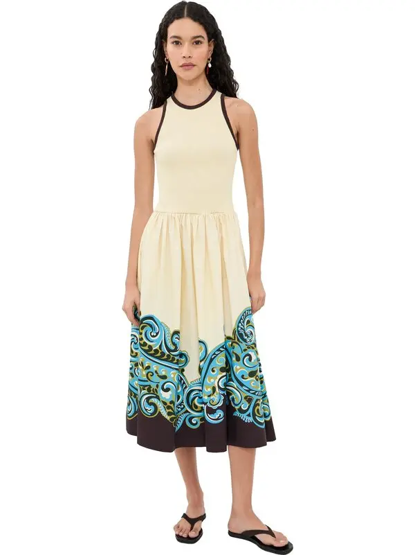 ALEMAIS Natalia Tank Midi Dress With Paisley Print - Cream