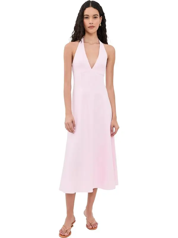 WAYF Heidi Halter Midi Dress - Light Pink