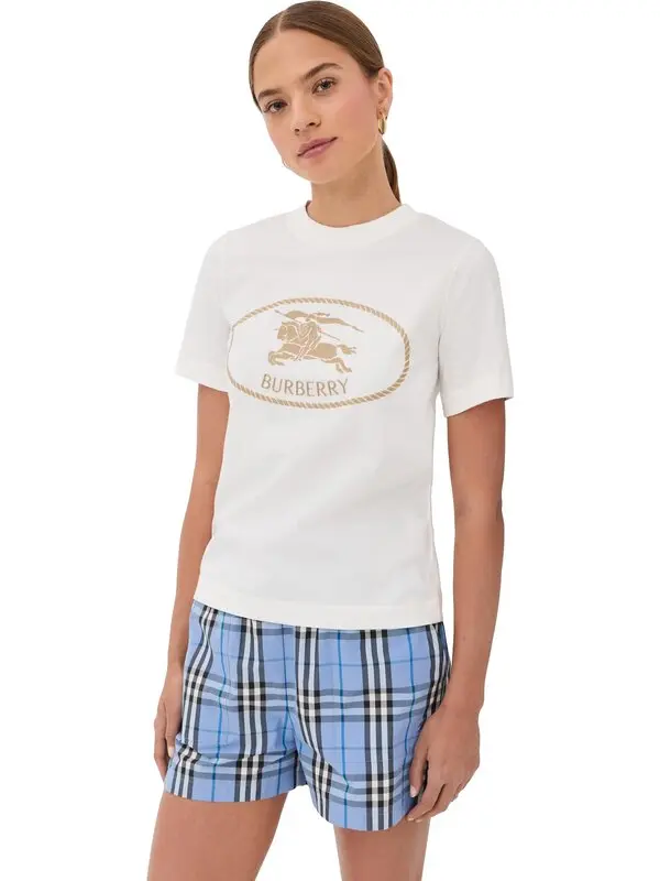 Burberry Frankie Embroidered Logo T-shirt - Chalk