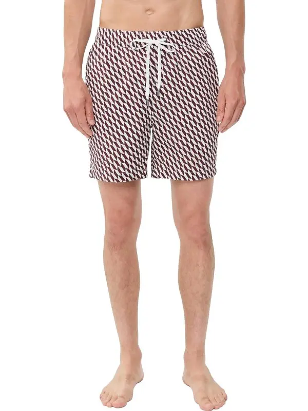 Onia Charles Geometric Print Swim Trunks - Siena Geo Chocolate Multi