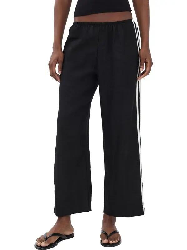 Donni. Linen Crop Racer Stripe Pants - Jet