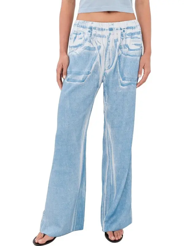 Acne Studios Faded Denim Print Twill Trousers - Light Blue