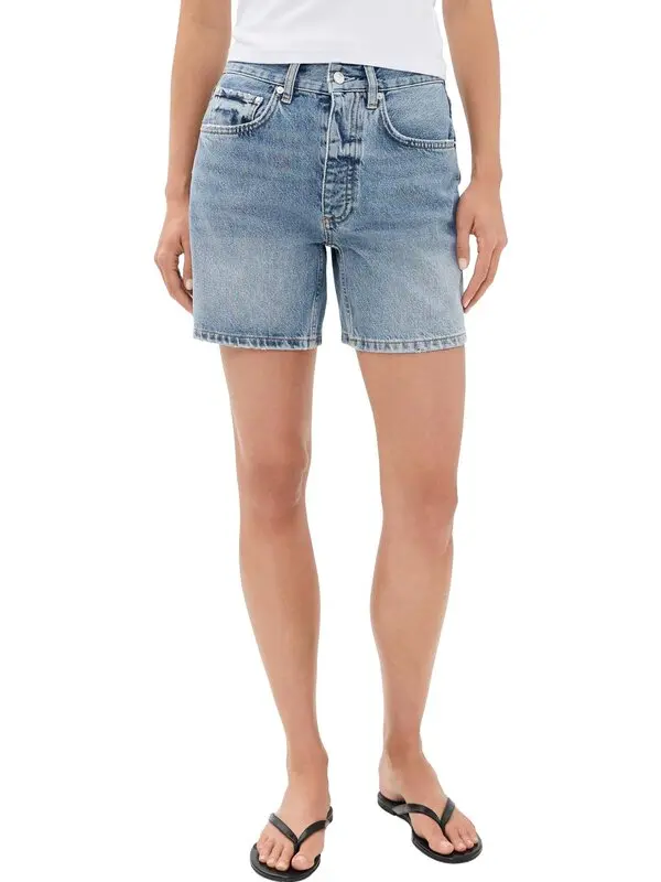 ANINE BING Delaney Mid Rise Denim Shorts - Arbor Blue