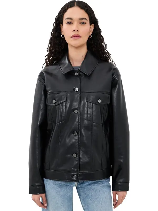 ANINE BING Rory Leather Jacket - Black Recycled Leather
