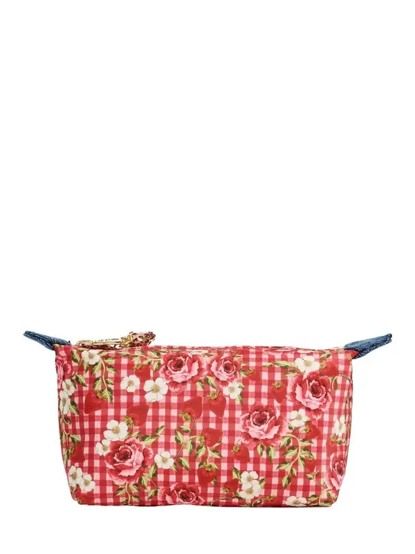 Stoney Clover Lane Cosmetic Bag With Gingham And Floral Print - Gingham W/ Floral