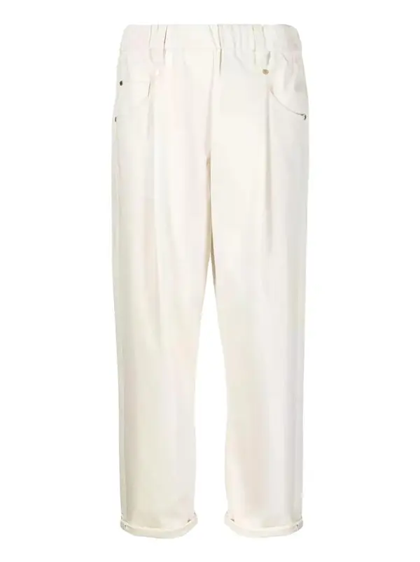 Brunello Cucinelli Off-white Cropped Stretch-cotton Trousers - Neutrals