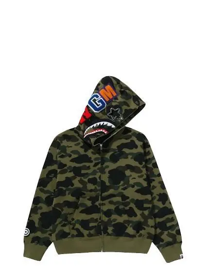 A BATHING APE 1st Camo Shark Full Zip Hoodie - Green