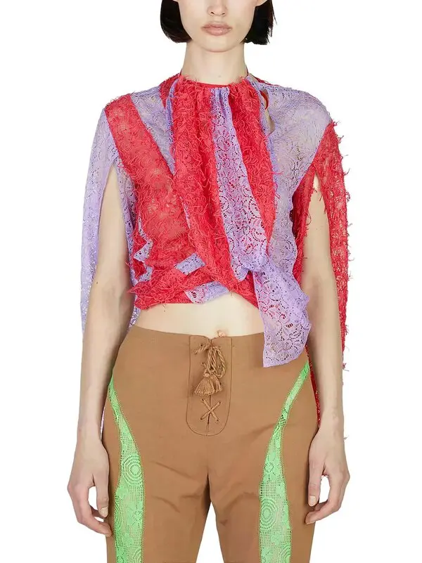 KIKO KOSTADINOV Lace Draped Top - Red
