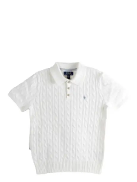 Polo Ralph Lauren Short Sleeve Cotton Cable Knit Polo - Deckwash White