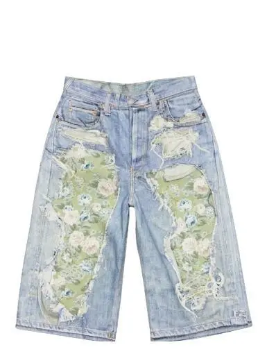 Acne Studios Trompe Loeil Denim Shorts - Blue/green