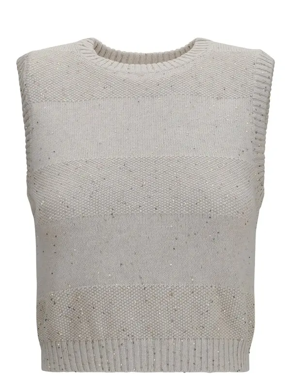 Brunello Cucinelli Knit And Sequin Vest - Multicolor