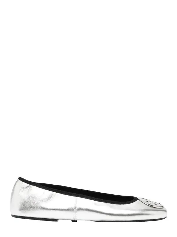 Tory Burch Reva Metallic Ballet Flats - Silver