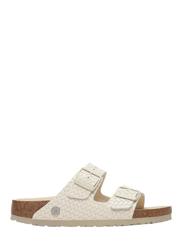 BIRKENSTOCK Arizona Woven Embossed Leather Sandals - Ecru