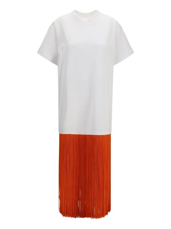 Alaïa Fringed T-shirt Dress - White