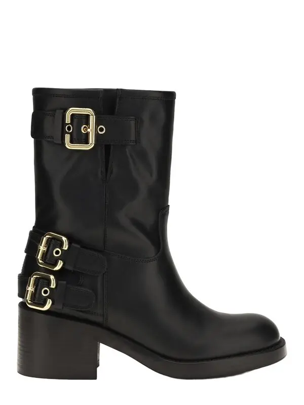 Chloé Dakota Buckled Leather Ankle Boots - Black