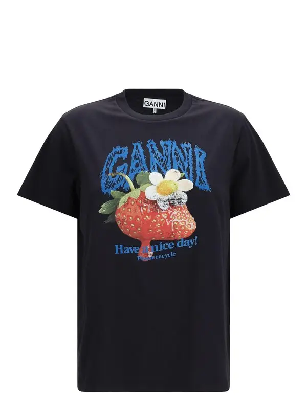 GANNI Strawberry Graphic T-shirt - Black