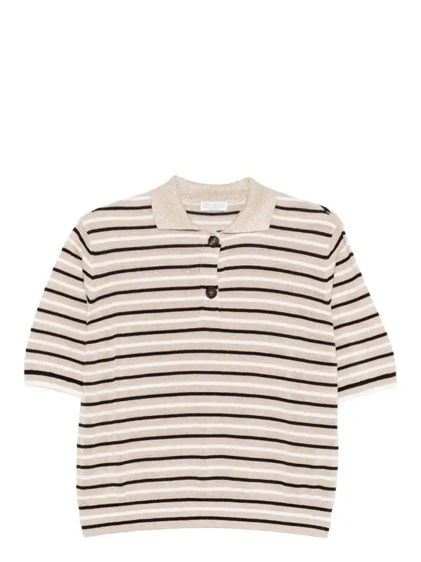 Brunello Cucinelli Striped Knit Polo Shirt - Multicolor