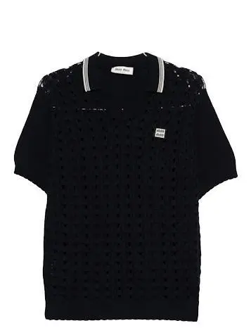 Miu Miu Crochet Polo Shirt - Bleu