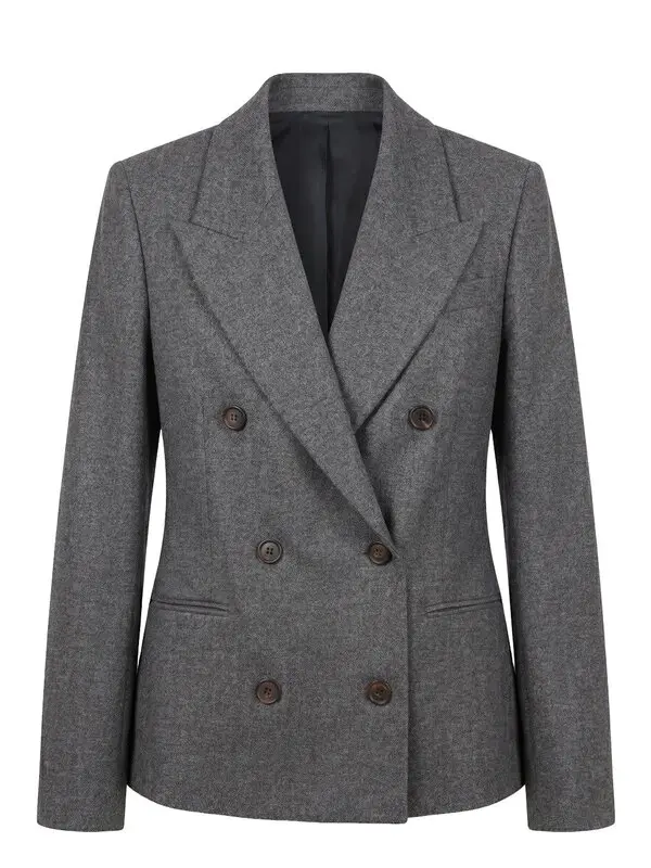 Brunello Cucinelli Double Breasted Wool Blazer - Multicolor
