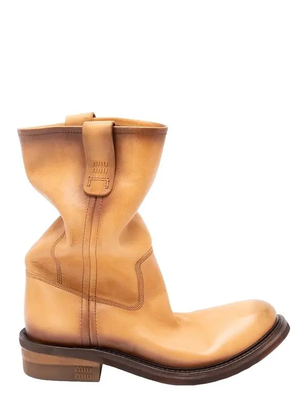 Miu Miu Calf Leather Booties - Multicolor