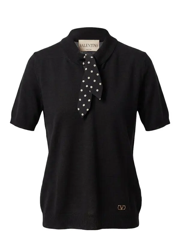 Valentino Garavani Wool Knit Top With Polka Dot Scarf Detail - Multicolor