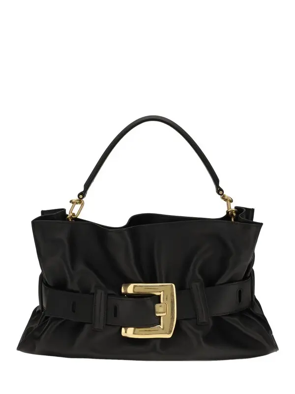 Balmain Medium Anthem Handbag With Buckle Detail - Black